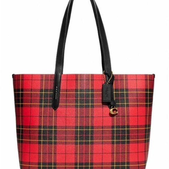 Coach | Bags | Coach Red Tartan Plaid Box Tote And Matching Wallet ...